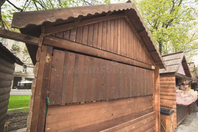 Wooden stall close up stock image. Image of houses, lvov - 92019093