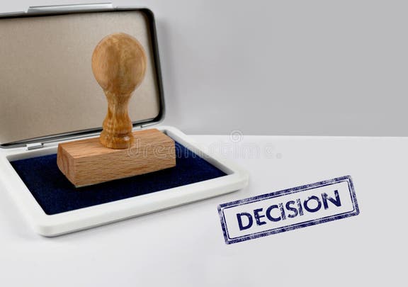 Wooden stamp DECISION stock photo. Image of question - 88467764