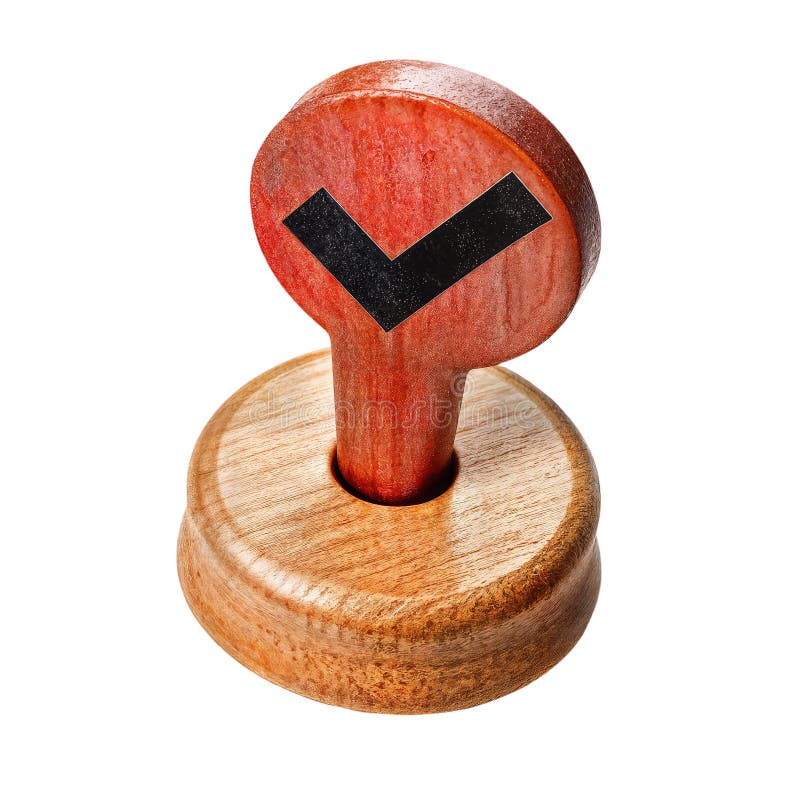 Unique Wooden Stamp with a Checkmark Design Ideal for Marking Documents ...