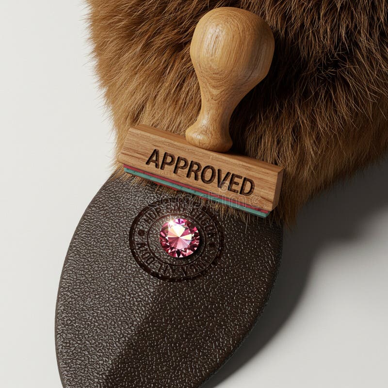 A Wooden Stamp with a Handle and APPROVED Engraved on it Rests on a ...