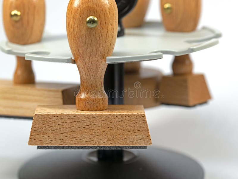 Wooden Stamp in the Stamp Holder, Close-up Stock Photo - Image of beech ...