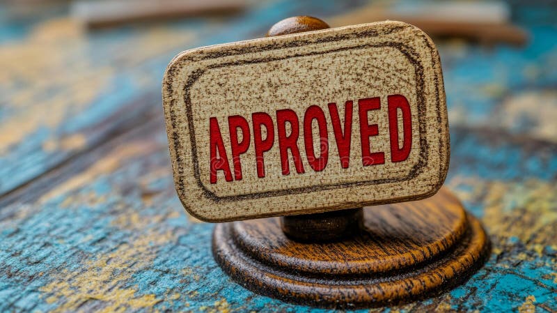 Wooden Stamp Labeled Approved on a Table. Stock Photo - Image of stamp ...