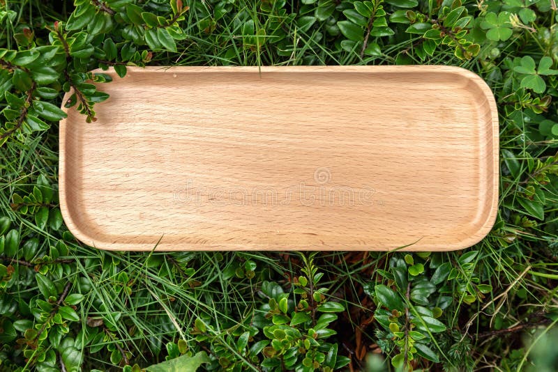 Wooden Stand on Green Grass. Empty Wooden Capacity Stock Photo - Image ...