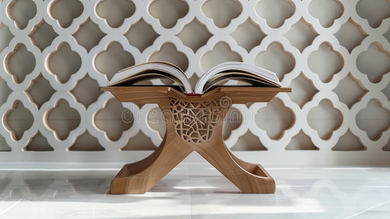A Wooden Stand with an Open Holy Quran, Generative AI Stock ...