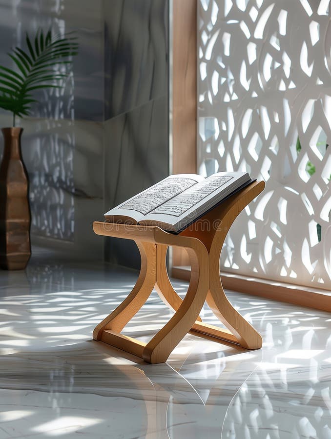 A Wooden Stand with an Open Holy Quran, Generative AI Stock ...
