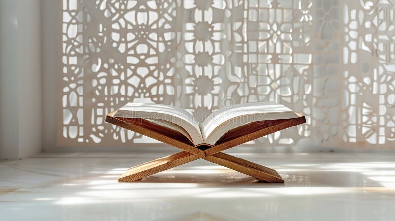 A Wooden Stand with an Open Holy Quran, Generative AI Stock ...
