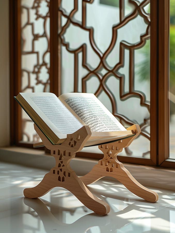 A Wooden Stand with an Open Holy Quran, Generative AI Stock ...