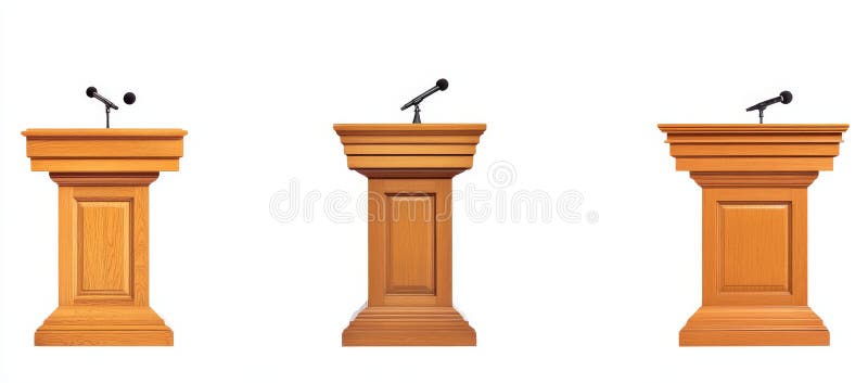 On a Wooden Standing Table Lies an Empty Podium or Speech Lectern Stand ...