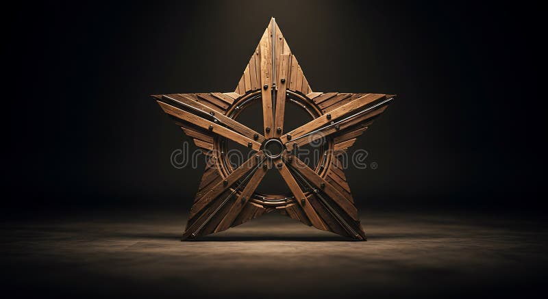 Wooden Star Sculpture with a Detailed, Geometric Design, Featuring ...