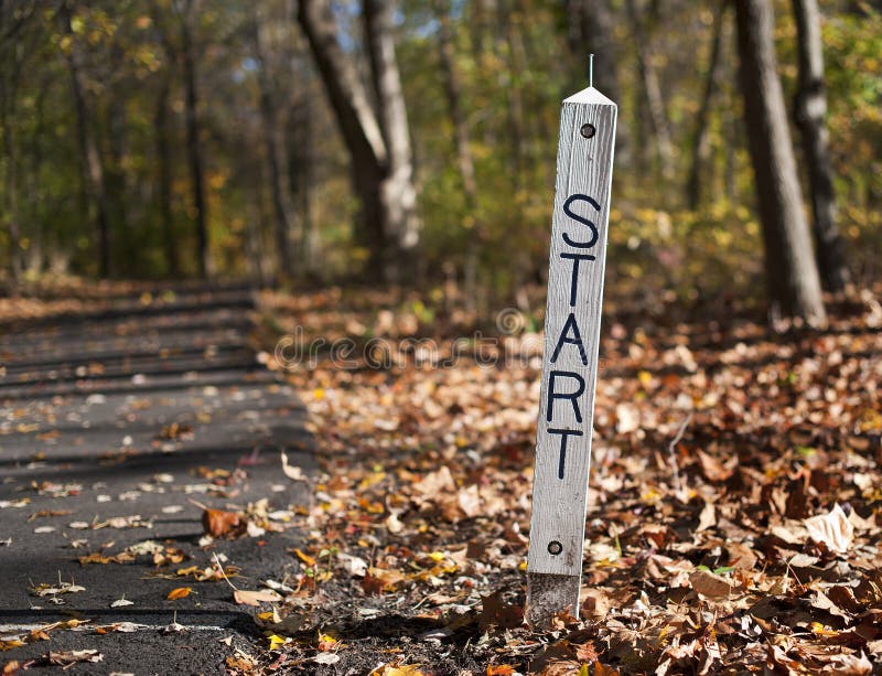 Wooden Start Sign at Beginning of Trail Stock Photo - Image of health ...