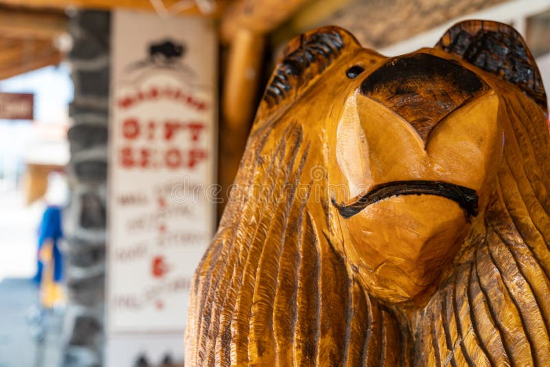Wooden Statue of a Bear, with a Smirk, Looking Ahead Stock Photo ...