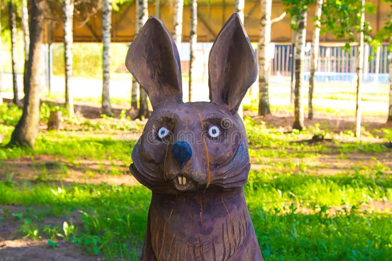 Wooden statue of rabbit stock photo. Image of hare, trees - 62730196