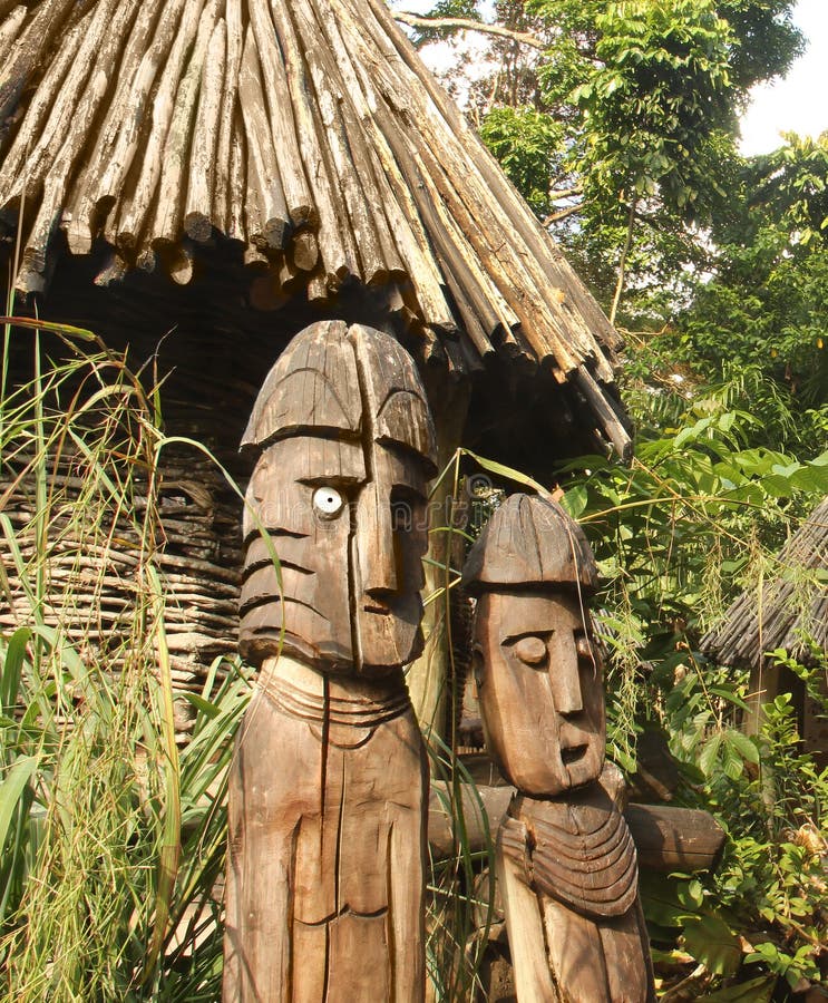 Wooden Statues of Aboriginal Stock Photo - Image of island, bungalow ...
