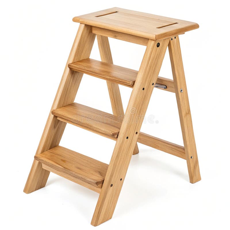 Wooden Step Stool Isolated on White Background Stock Illustration ...