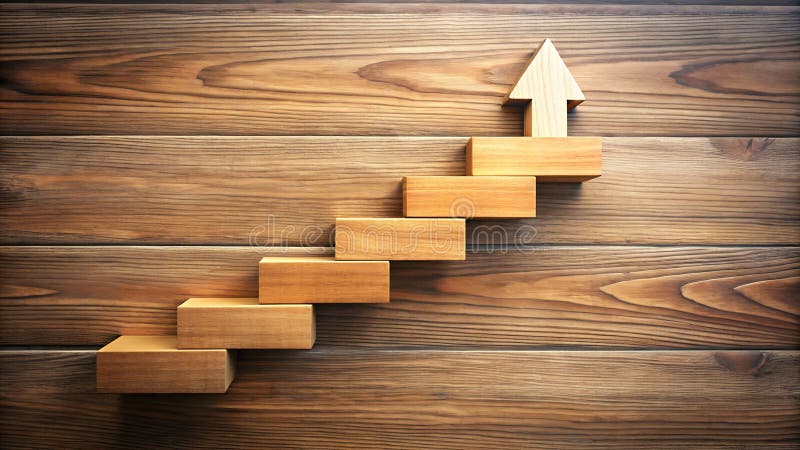 Wooden Steps with Arrow Up for Success Stock Illustration ...