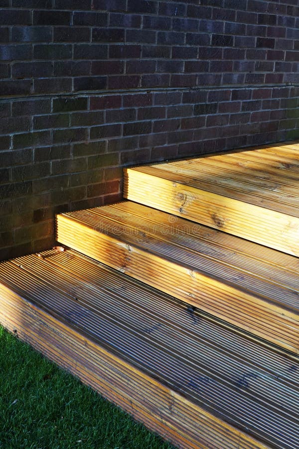 Wooden steps of a decking stock photo. Image of construction - 336016406