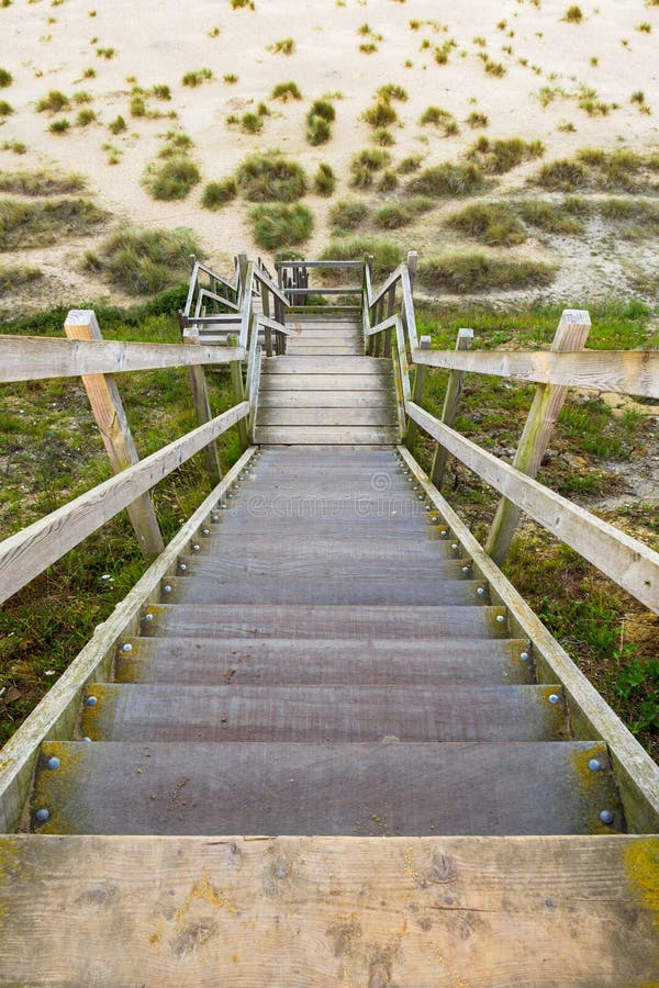 Wooden Steps Heading Down Over the Beach and Sand Dunes at Lowestoft ...