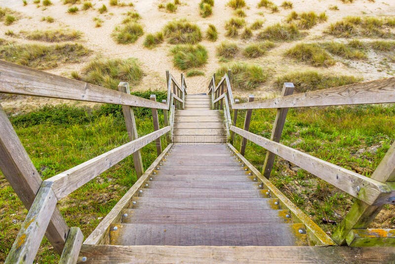 Wooden Steps Heading Down Over the Beach and Sand Dunes at Lowestoft ...