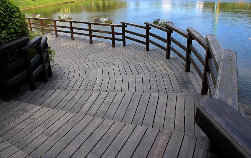 Wooden Steps To the Water in the Park Stock Image - Image of steps ...