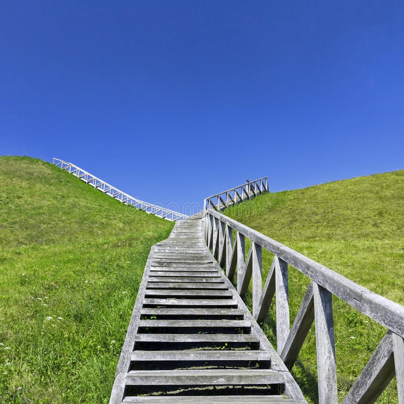 Wooden steps on river bank stock photo. Image of bank - 106029192