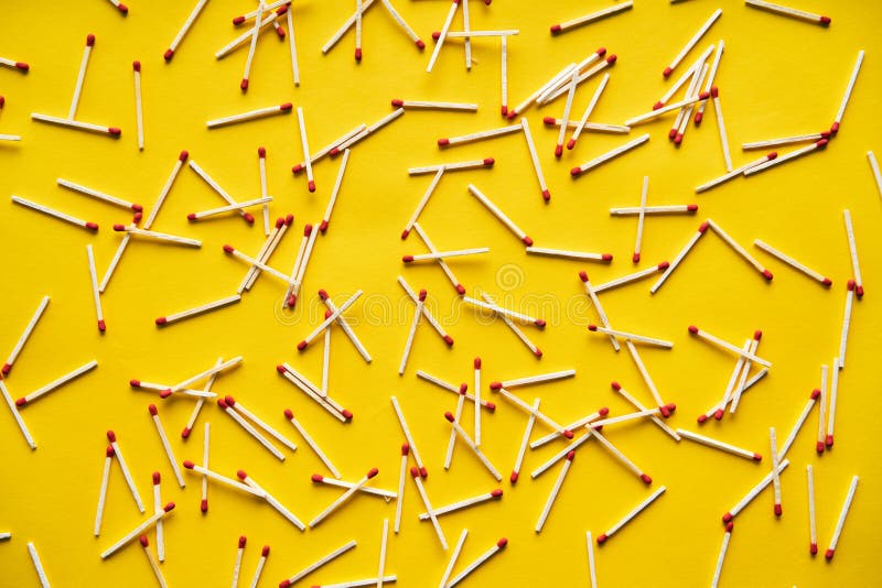 Wooden Stick Matches Over Yellow Background. Stock Photo - Image of ...