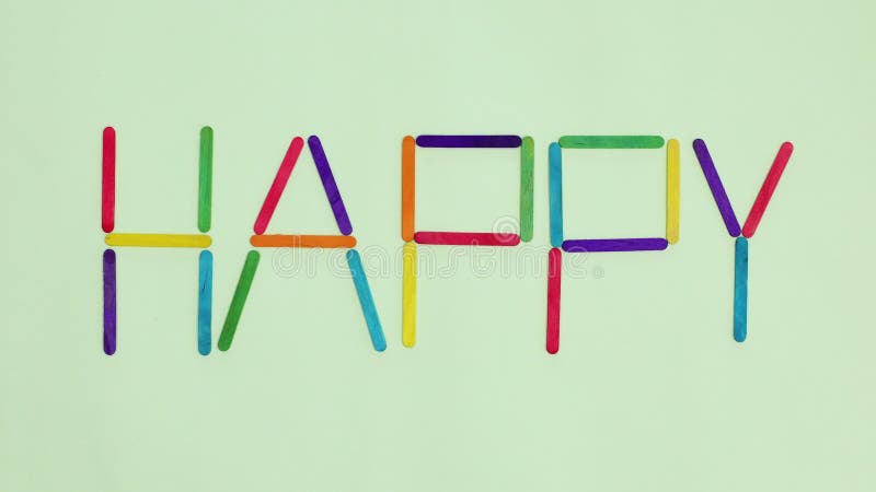 Wooden Sticks Appear and Write Happy Word. Stop Motion Stock Video ...