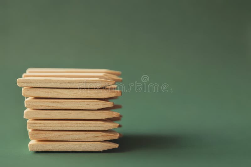 Wooden Sticks Neatly Stacked on a Green Background Stock Illustration ...