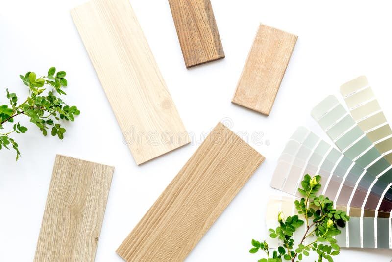 Wooden Stoneware and Kitchen Countertops Samples on the Table, Flat Lay ...