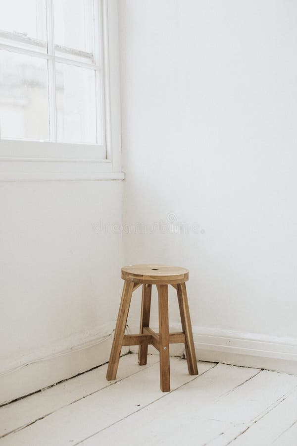 Wooden Stool in the Corner of a Room Stock Photo - Image of decor ...