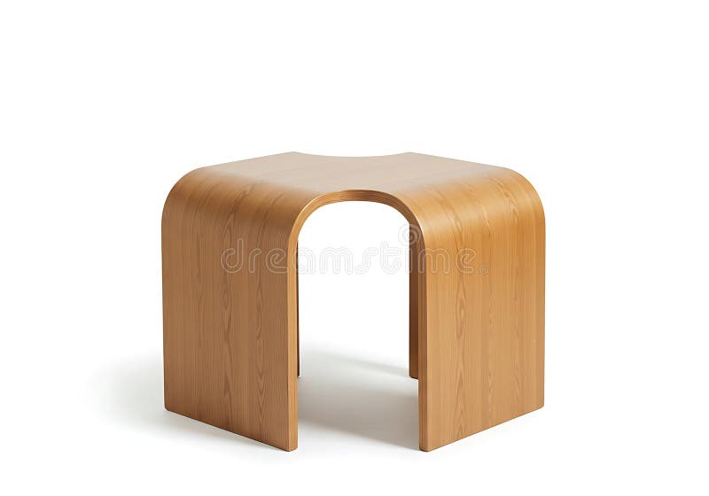 Wooden Stool with Curved Design on a Bright Setting Stock Illustration ...