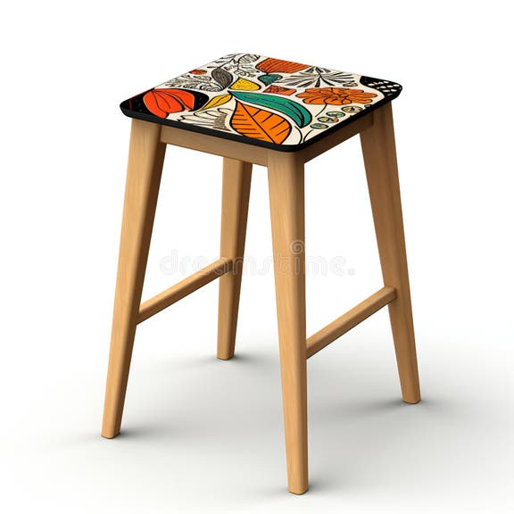 Wooden Stool with Hand Drawn Doodle Pattern Stock Illustration ...