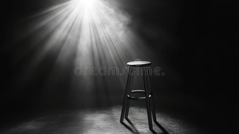 Wooden Stool in Radiant Spotlight with Rays Stock Image - Image of ...