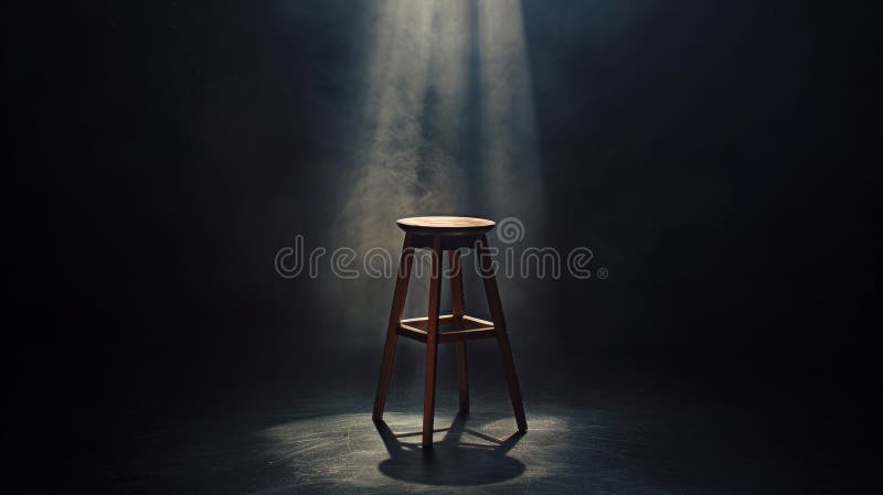Wooden Stool in a Spotlight, Dramatic Studio Shot Stock Image - Image ...