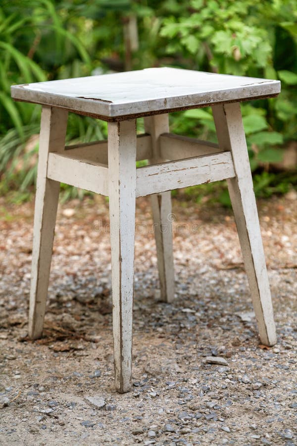 Wooden Stool Stands on Ground Stock Photo - Image of hard, soil: 183054580
