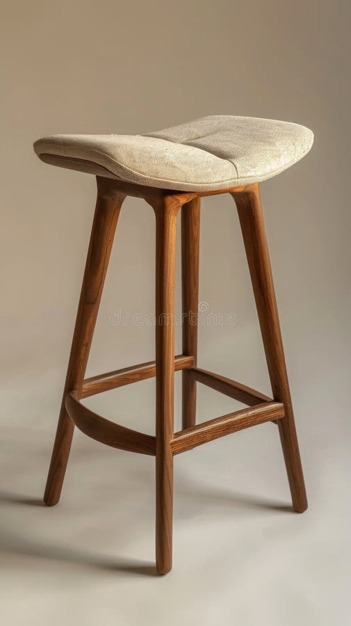 Wooden Stool with Upholstered Seat in Studio Shot Stock Photo - Image ...