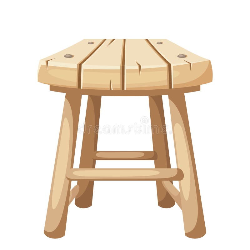 Wooden Stool. Vector Illustration. Stock Vector - Illustration of white ...