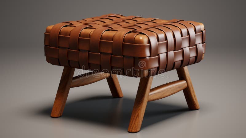 Wooden Stool Woven Leather Model 3ds Max File Preview Stock ...
