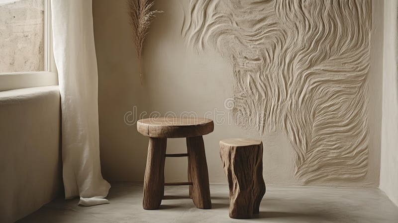 Wooden Stools, Textured Wall, Studio, Natural Light, Interior Design ...