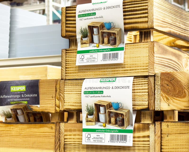 Wooden Storage and Decorative Boxes Stacked in a Store Display ...