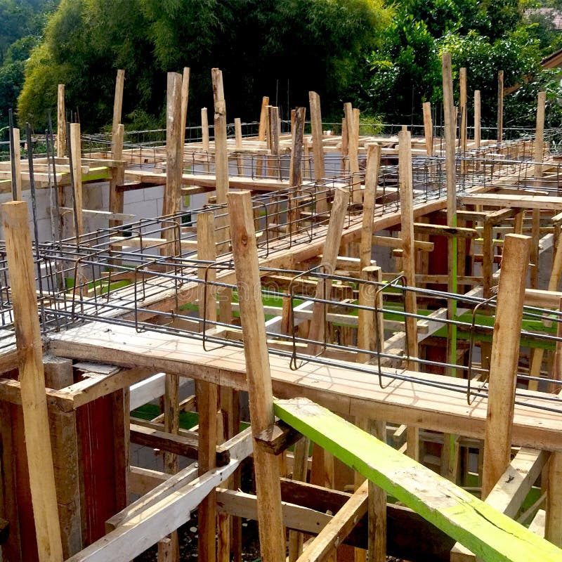 Wooden Structure As a Supporting Frame for Wall Stock Image - Image of ...