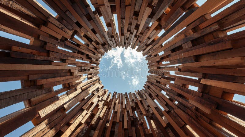 Wooden Structure Creating a Circular Opening To the Sky Stock ...