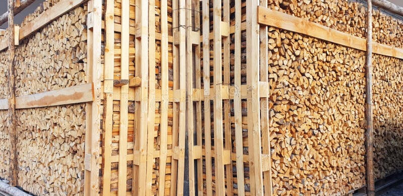 Wooden Structure for Firewood. Stock Photo - Image of colorful, cold ...