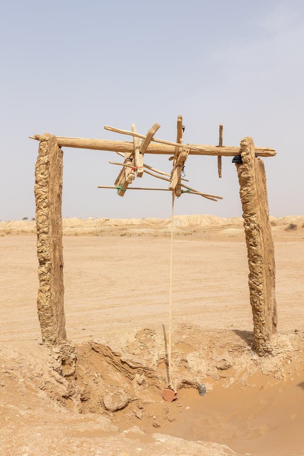 Wooden Structure of an Old Water Well. Western Sahara Stock Photo ...