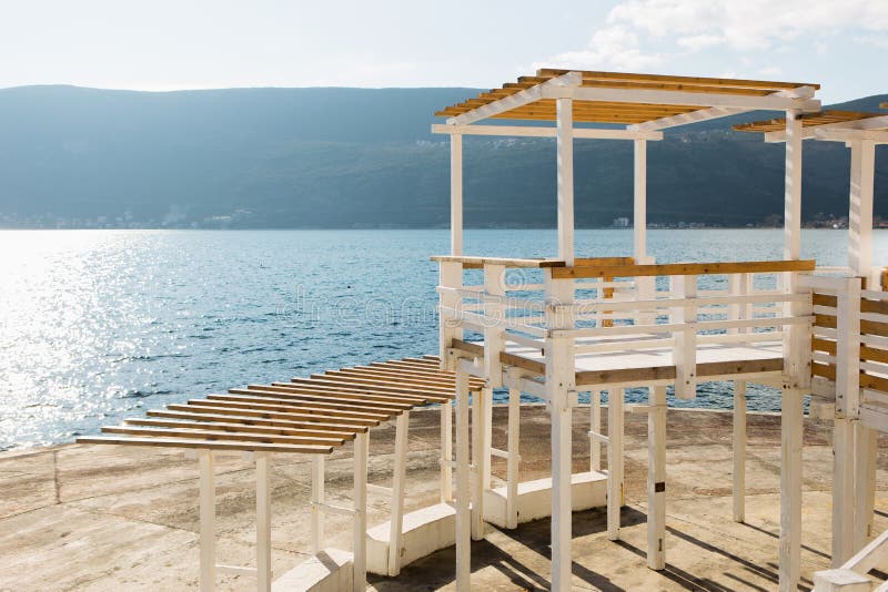 Wooden Structure on the Beach Stock Image - Image of empty, vacation ...