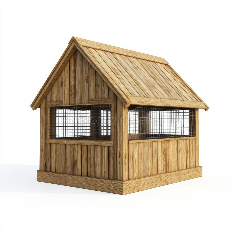 A Wooden Structure Resembling a Small Shelter or Animal Enclosure with ...