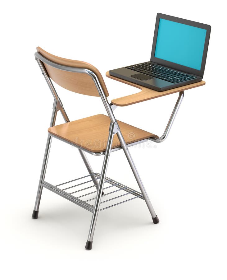 Wooden Student Chair with Desk and Notebook Stock Illustration ...