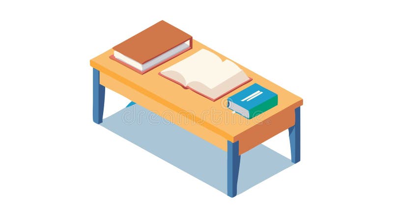Wooden Study Desk, Books and Educational Workspace, Vector Design ...