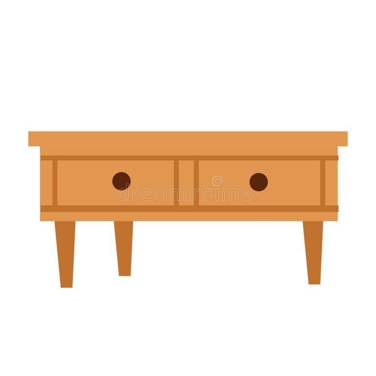 Wooden Study Desk with Drawers, Single Student Table, Flat Design ...