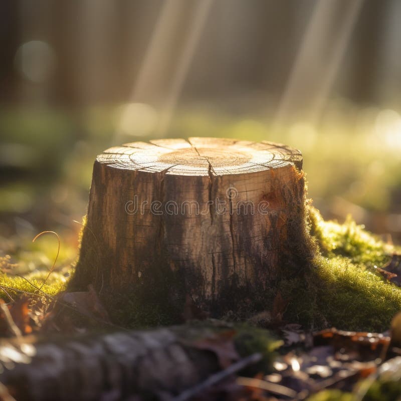 Wooden Stump Podium on Nature Background. Stock Illustration ...