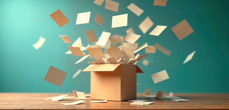 Wooden Suggestion Box Overflows with Ideas. Creative Notes Fly Out ...